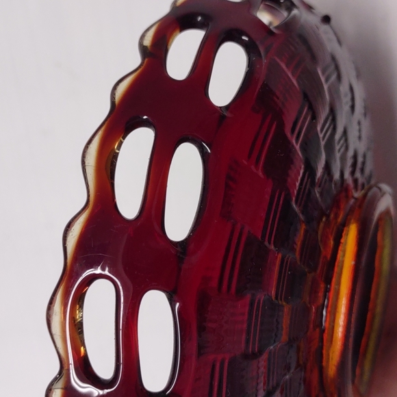 Fenton | Accents | Vtg Fenton Ruby Amberina Basket Weave Bowl Red Glass ...